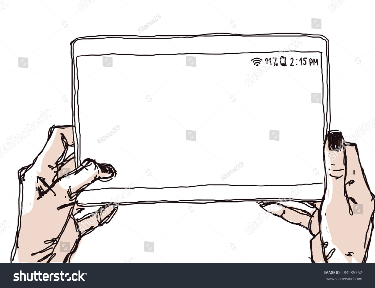 Vector Handdrawn Sketch Tablet Hands Stock Vector (Royalty Free) 484285762
