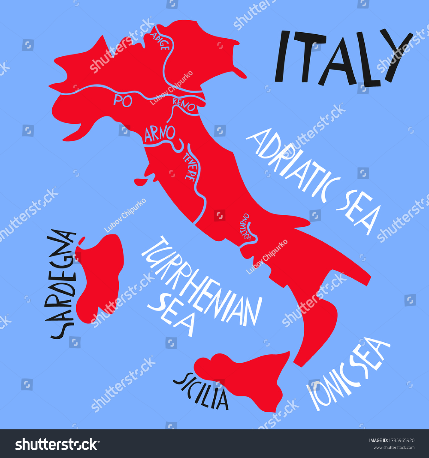 Vector Hand Drawn Stylized Map Italian Stock Vector Royalty Free 1735965920 Shutterstock