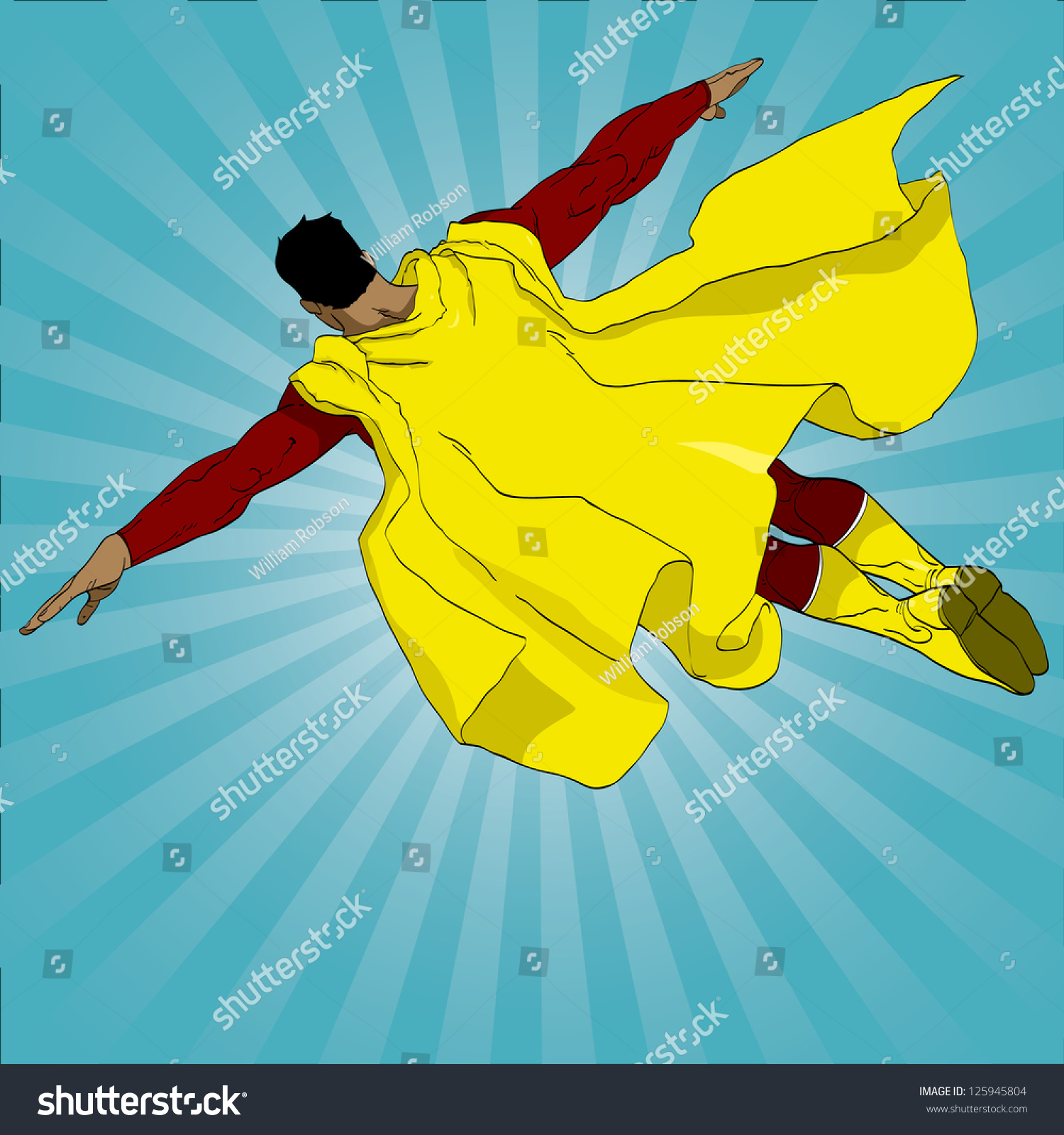 Vector Hand Drawn Superhero Flying: vector de stock (libre de regalías ...