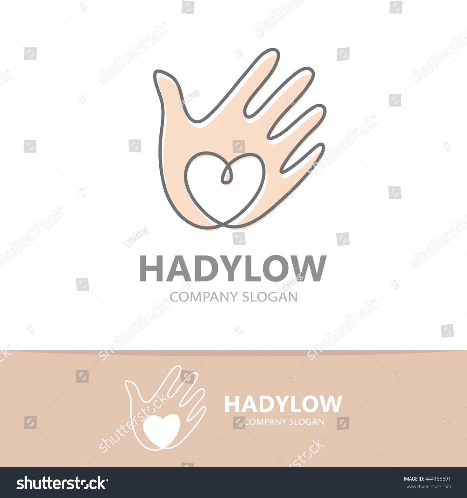 Vector Hand Heart Logo Design Stock Vector (Royalty Free) 444165691
