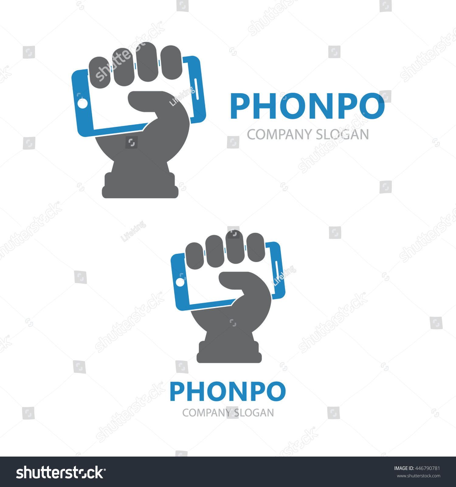 Vector Hand Phone Logo Design Template Stock Vector (Royalty Free ...