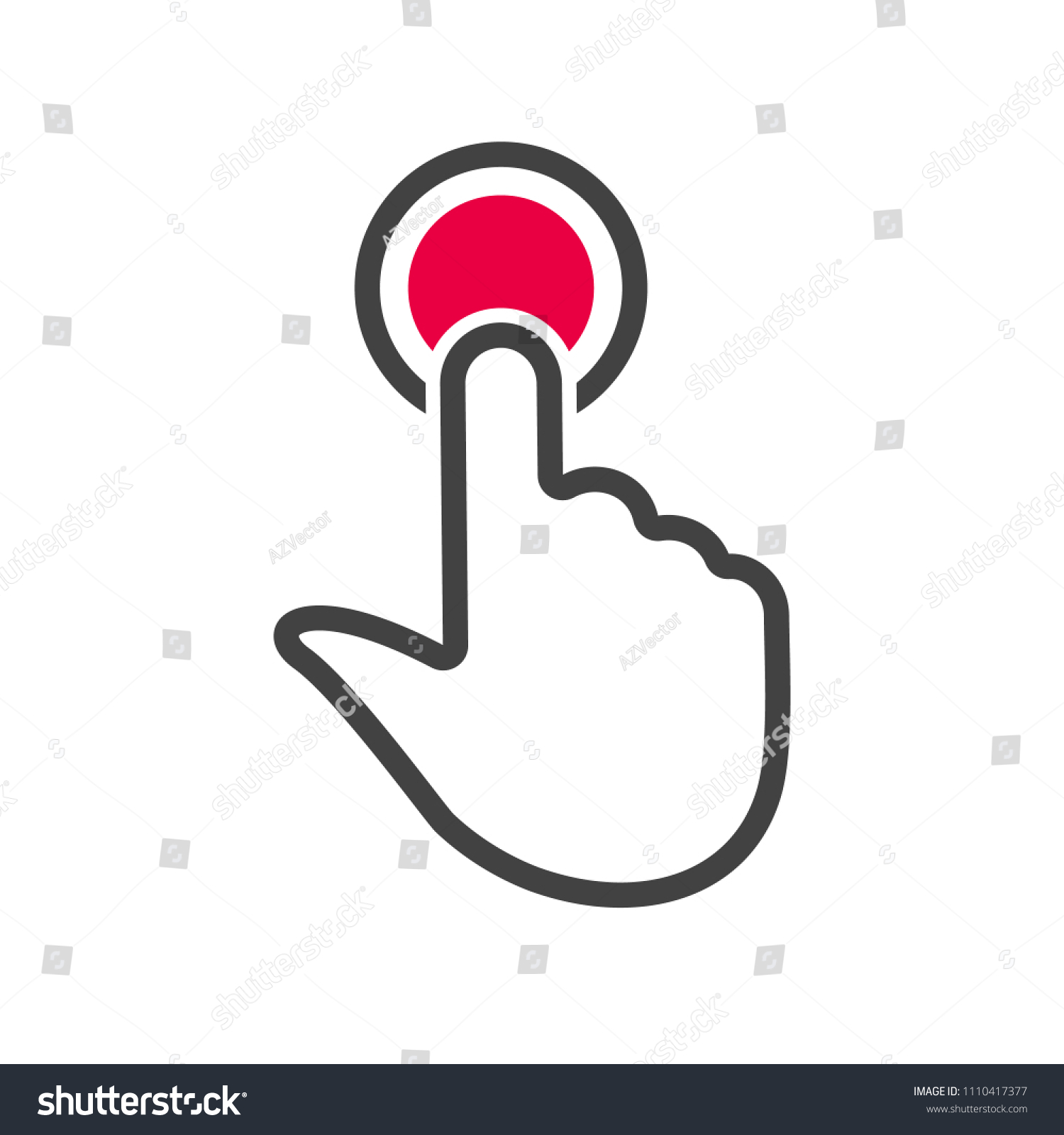 Vector Hand Touching Button Icon Vector Stock Vector (Royalty Free ...