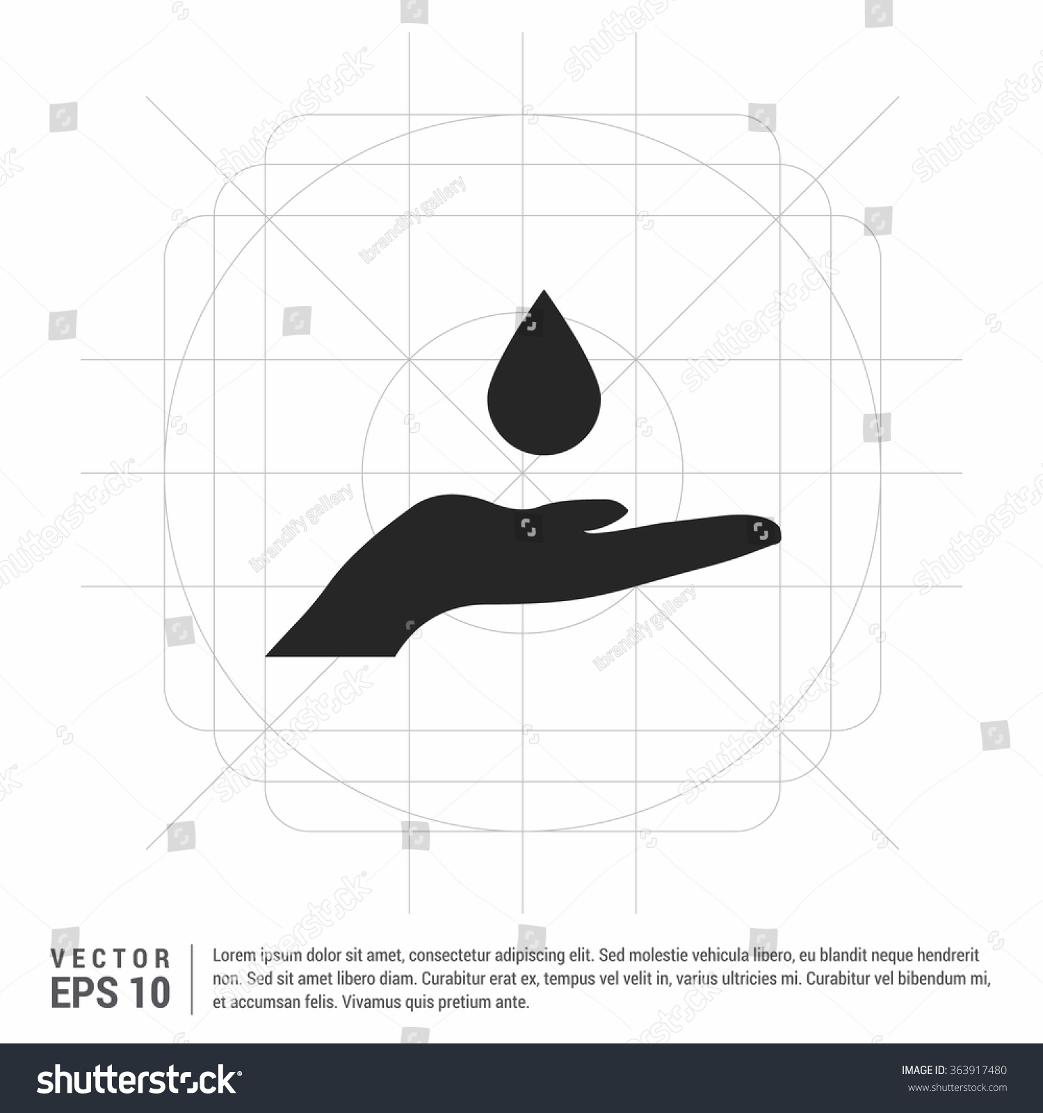 Vector Hand Water Drop Icon Stock Vector (Royalty Free) 363917480