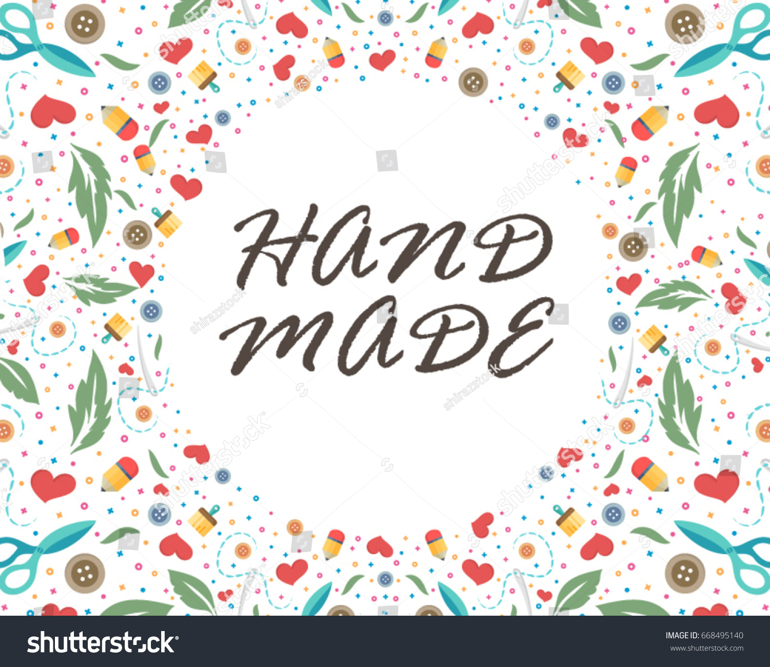Vector Handmade Craft Symbols Objects Background Stock Vector (Royalty ...