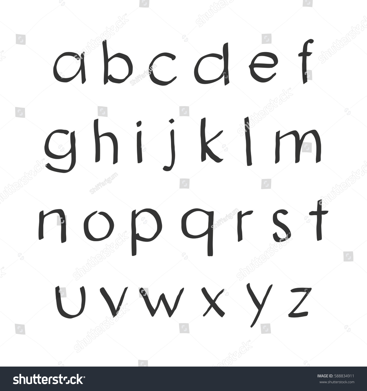 Vector Handwritten Alphabet Lowercase Letters: vector de stock (libre ...