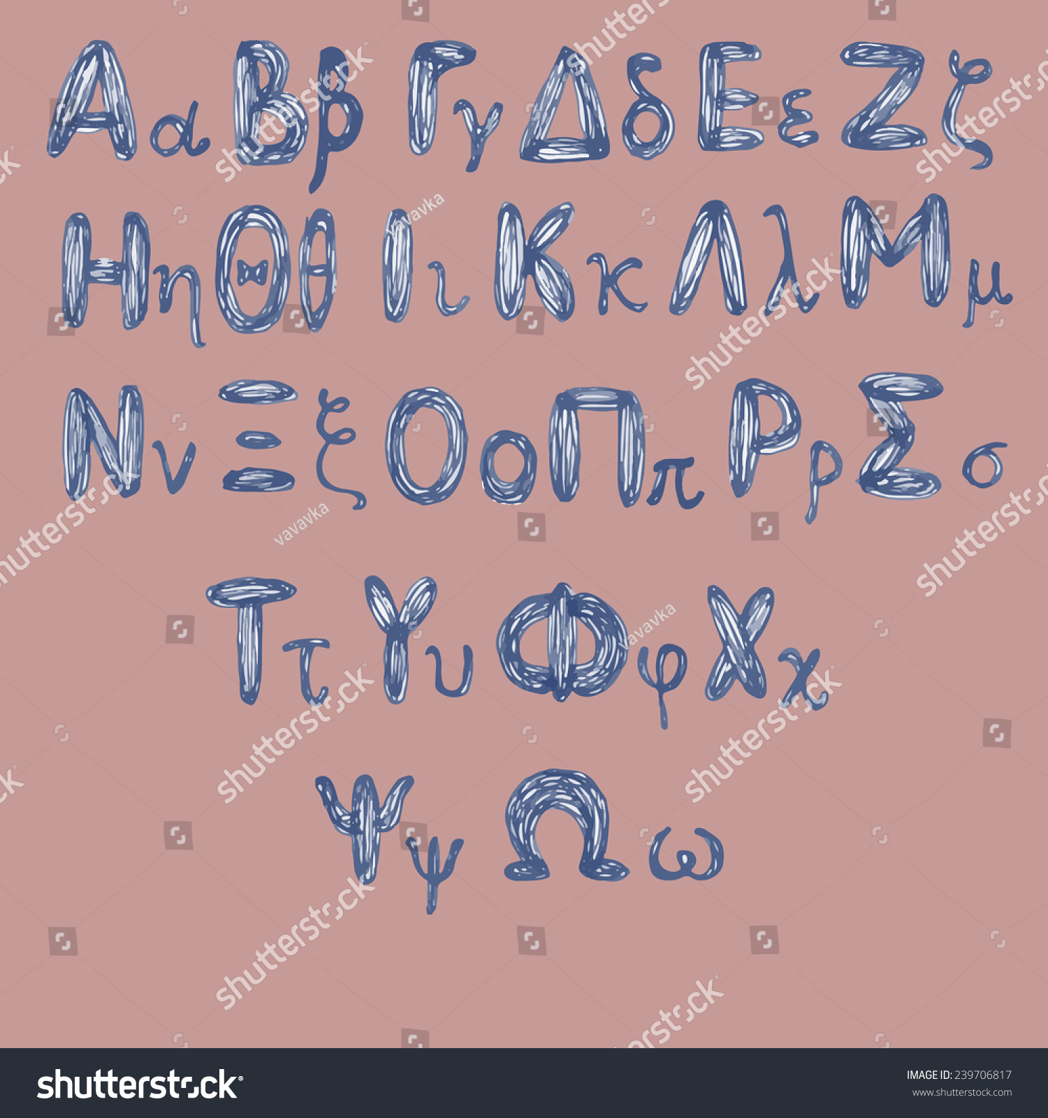 Vector Handwritten Greek Alphabet: vetor stock (livre de direitos ...