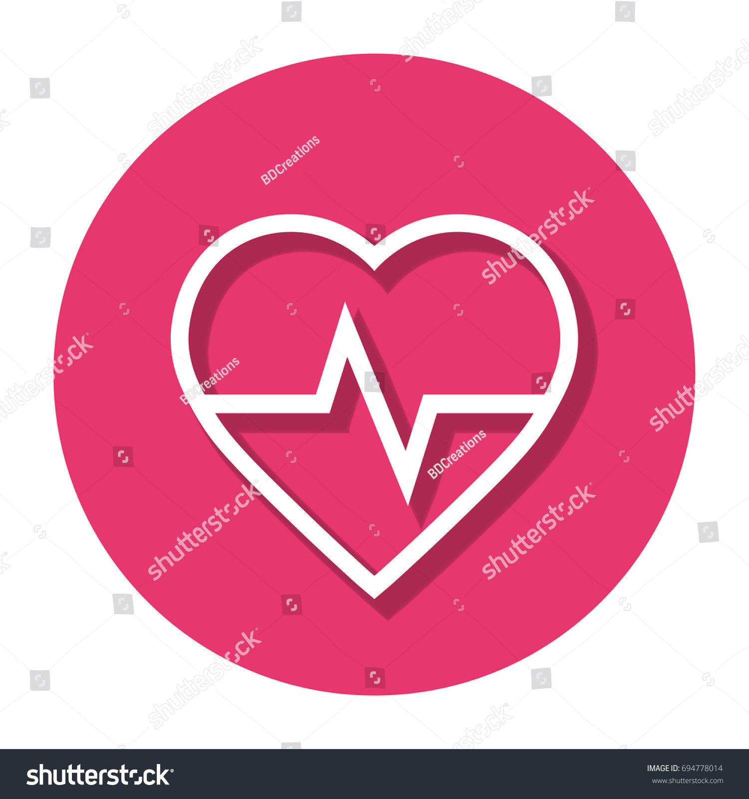 Vector Heart Rate Circle Line Icon Stock Vector (Royalty Free ...