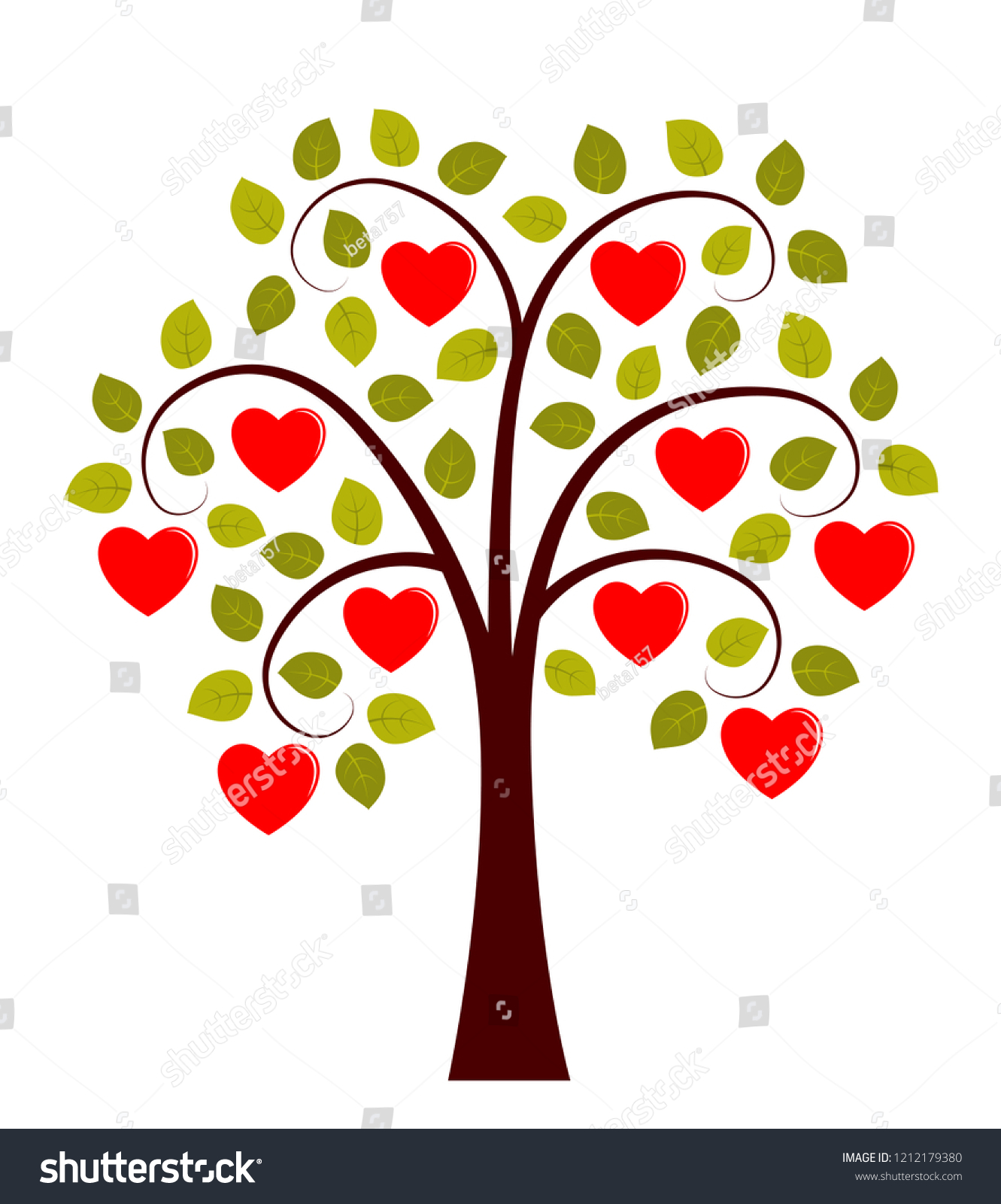 Vector Heart Tree Isolated On White Stock Vector (Royalty Free ...