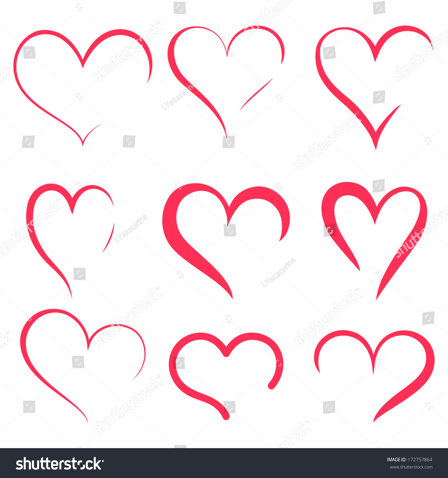 Vector Hearts Silhouettes Stock Vector (Royalty Free) 172757864 ...