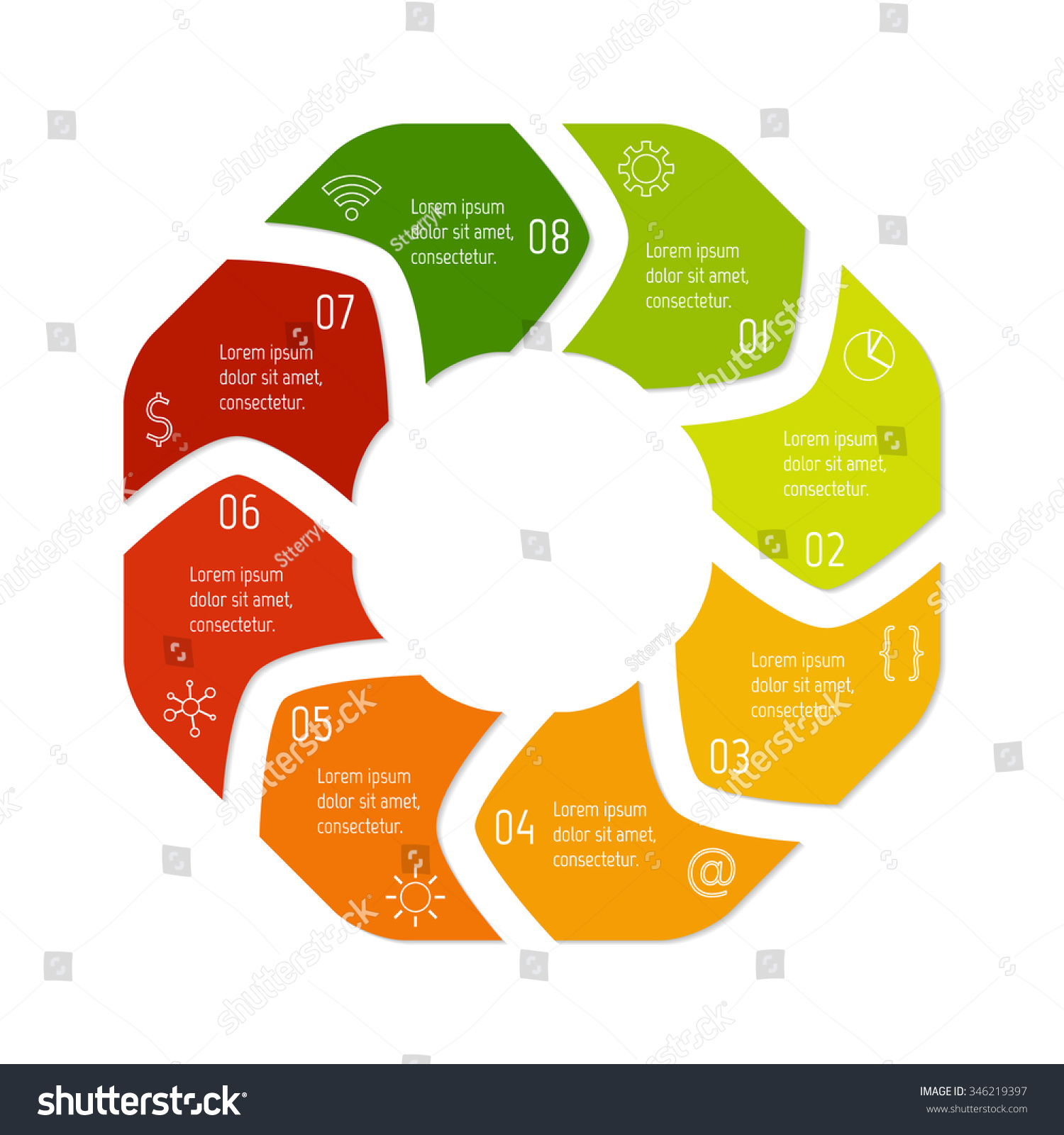 Vector Hexagon Connected Infographic Diagram Circular Stock Vector ...