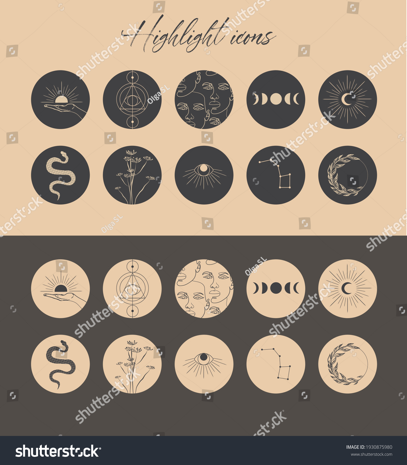 Vector Highlight Covers Astrology Objects Mythical Stock Vector ...