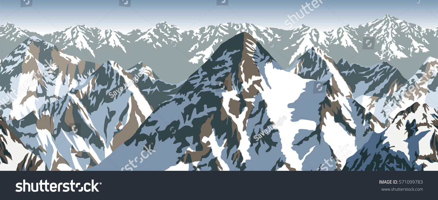 Vector Himalaya Alps Mountains Background Texture Stock Vector ...