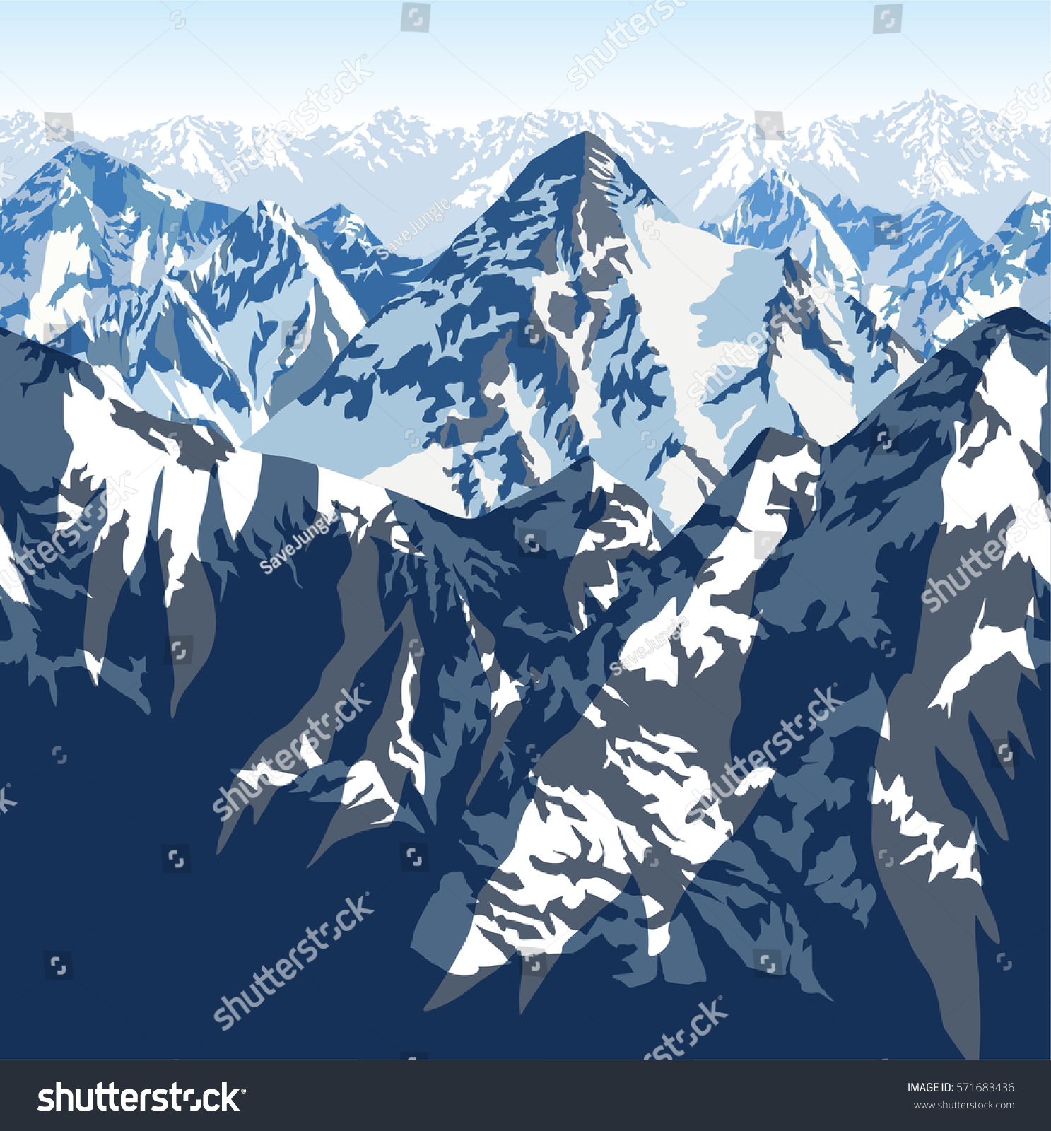 Vector Himalaya Alps Mountains Background Texture Stock Vector ...