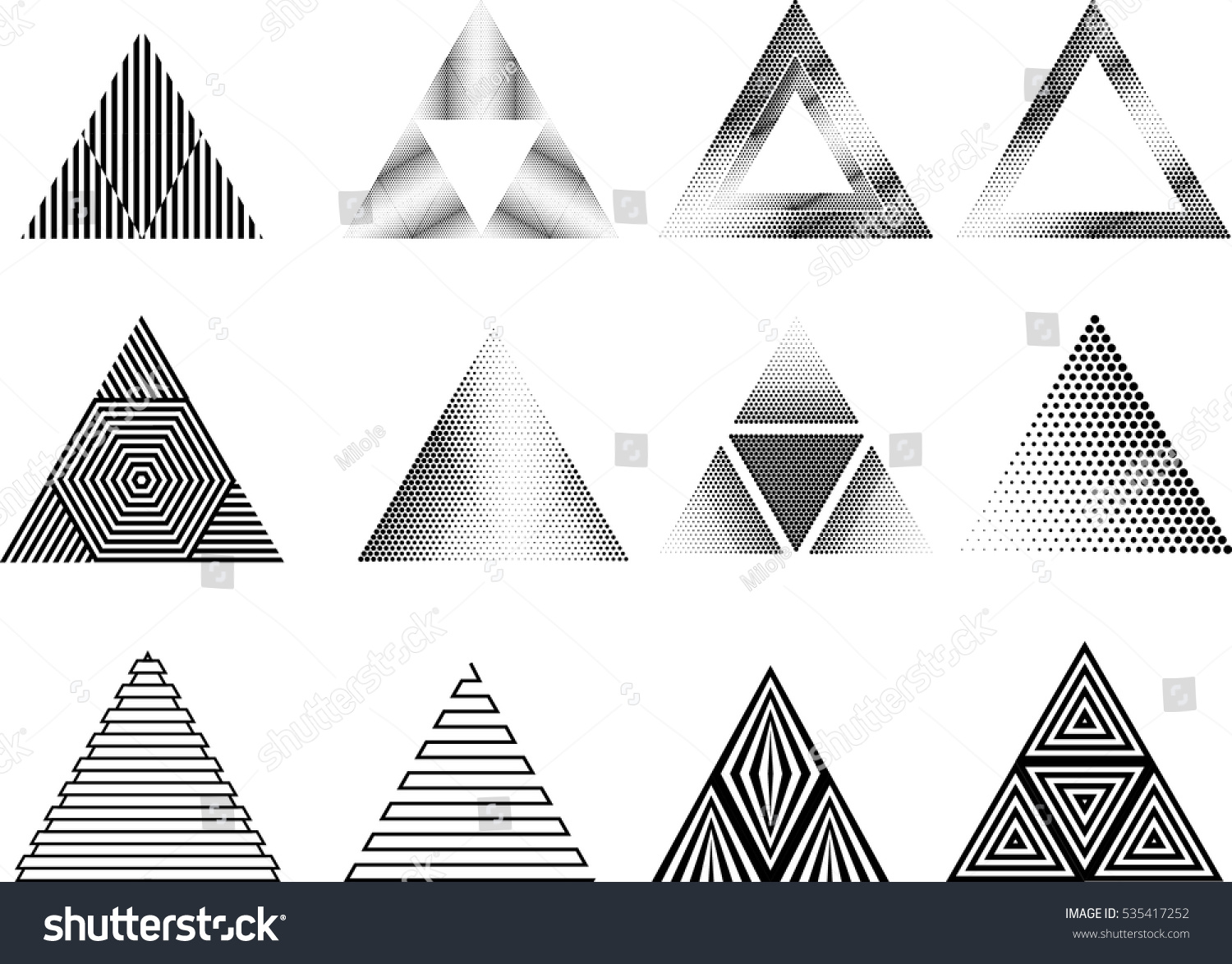Vector Hipster Triangle Collection Set Different: เวกเตอร์สต็อก (ปลอด ...