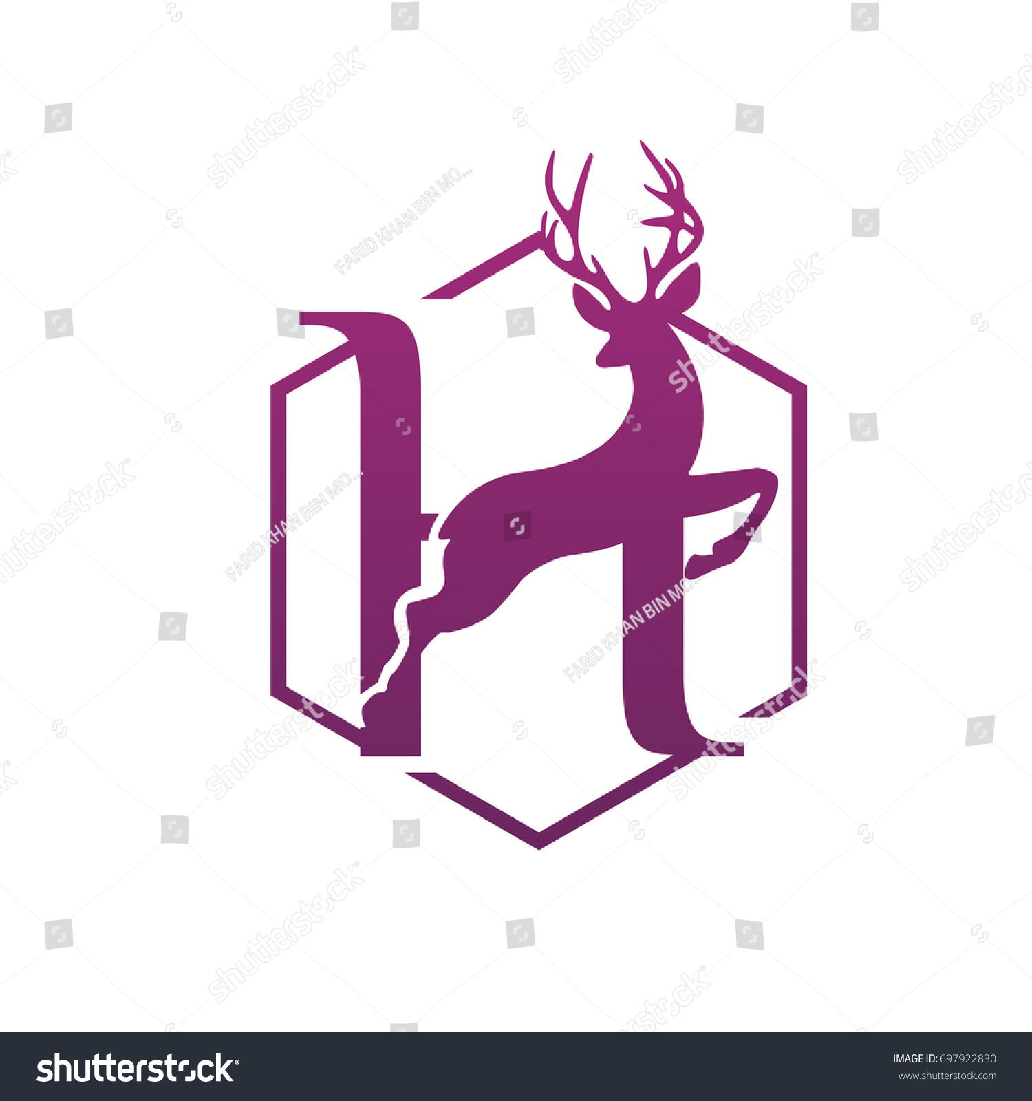 Vector Hive Jumping Deer Letter H Stock Vector (Royalty Free) 697922830 ...