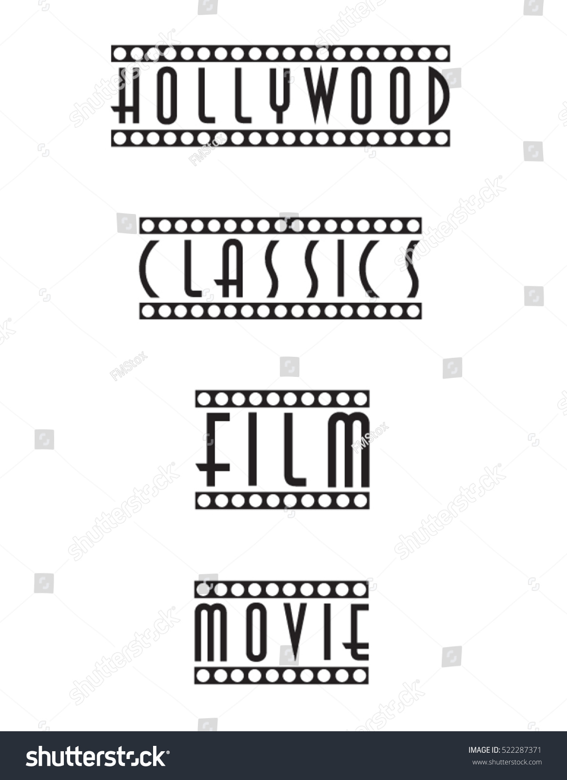 Vector Hollywood Signage Set Stock Vector (Royalty Free) 522287371 ...