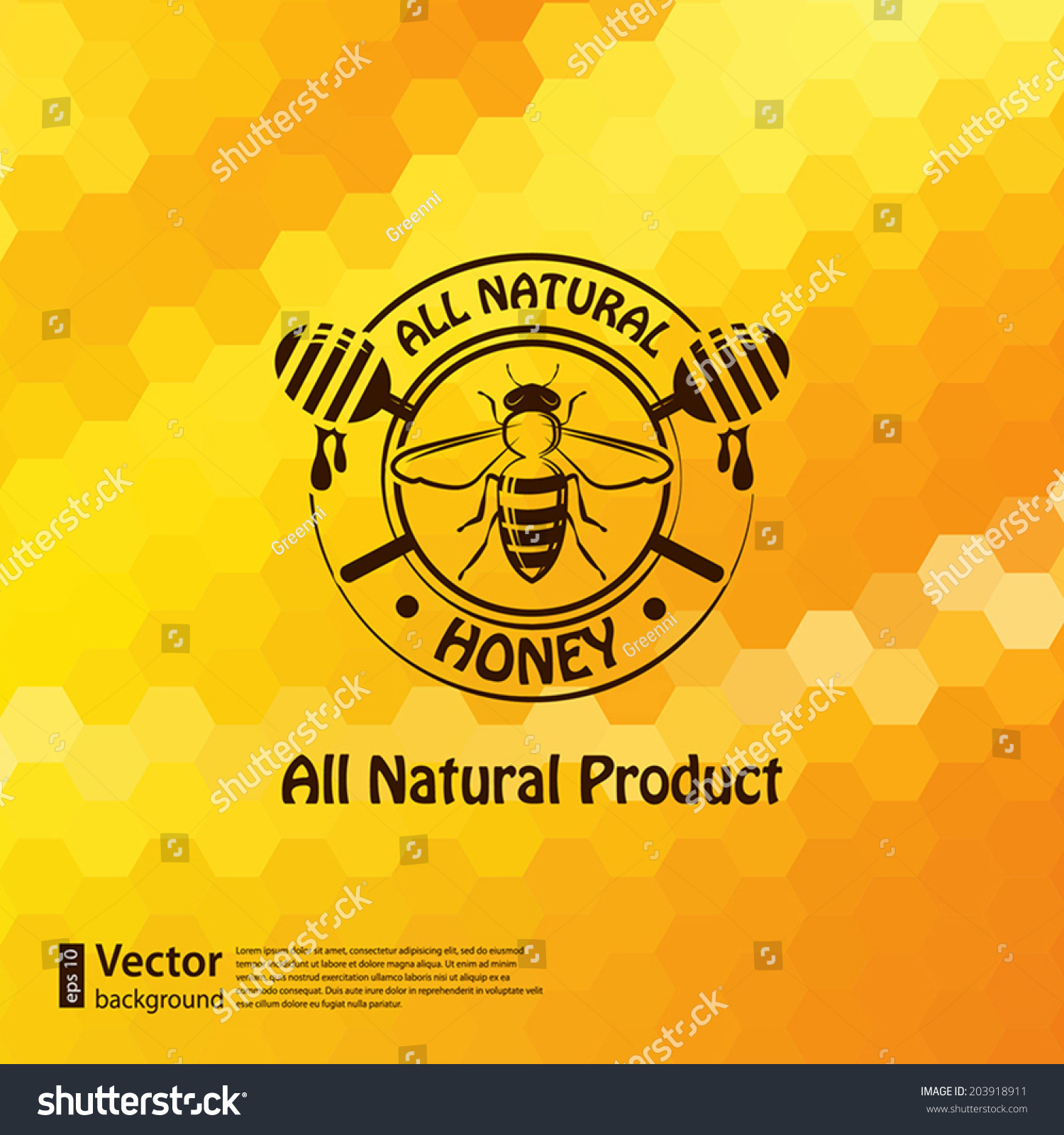 Vector Honey Background Bee Label Design: เวกเตอร์สต็อก (ปลอดค่า ...