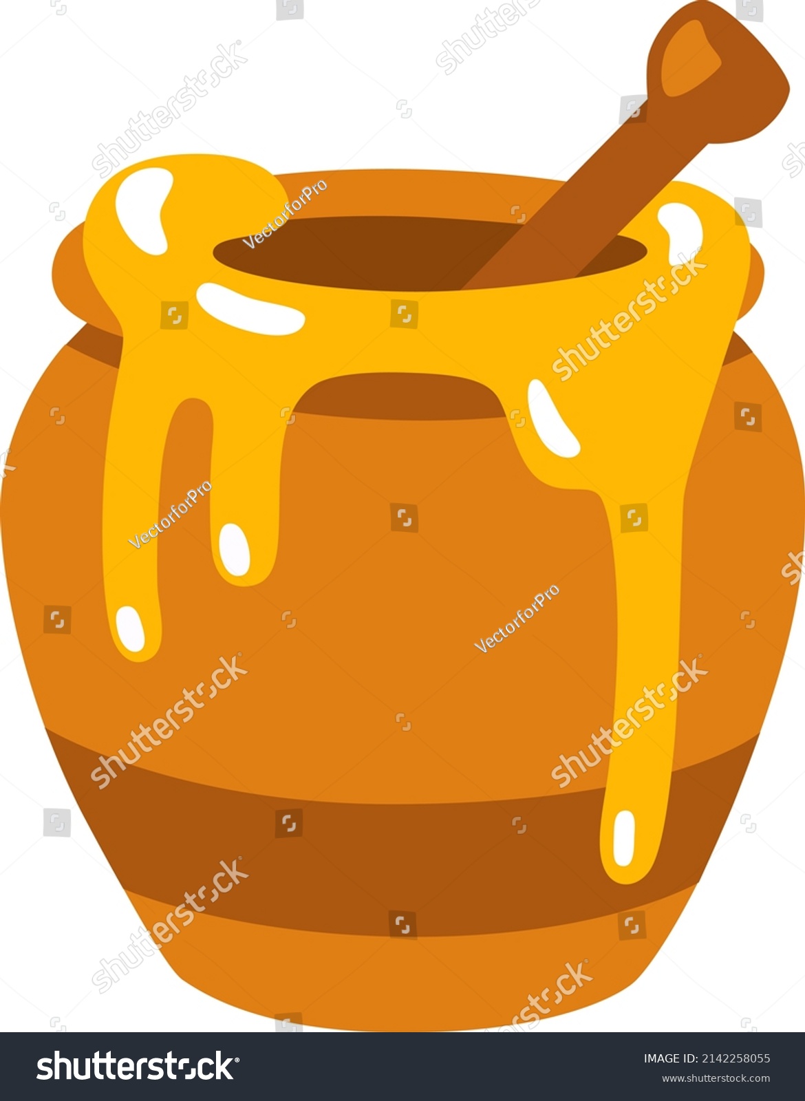 Vector Honey Pot Illustration Cartoon Style Stock Vector Royalty Free