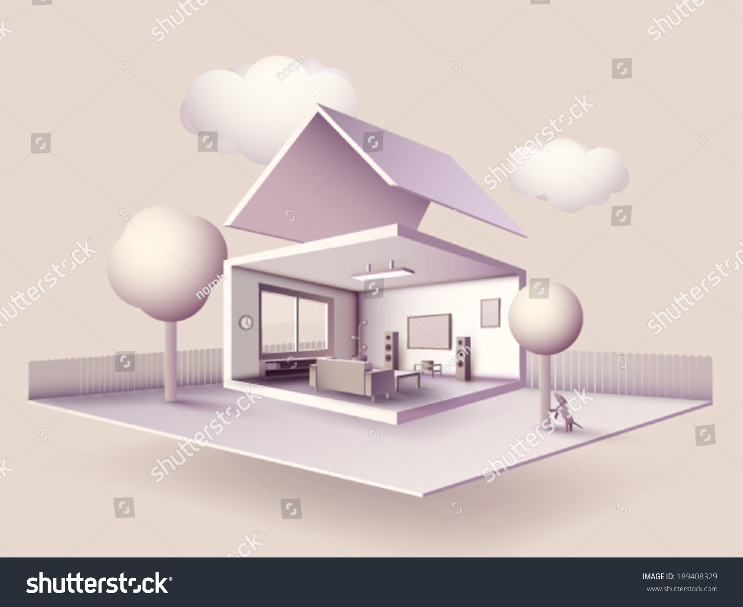 Vector House Illustration Stock Vector (Royalty Free) 189408329