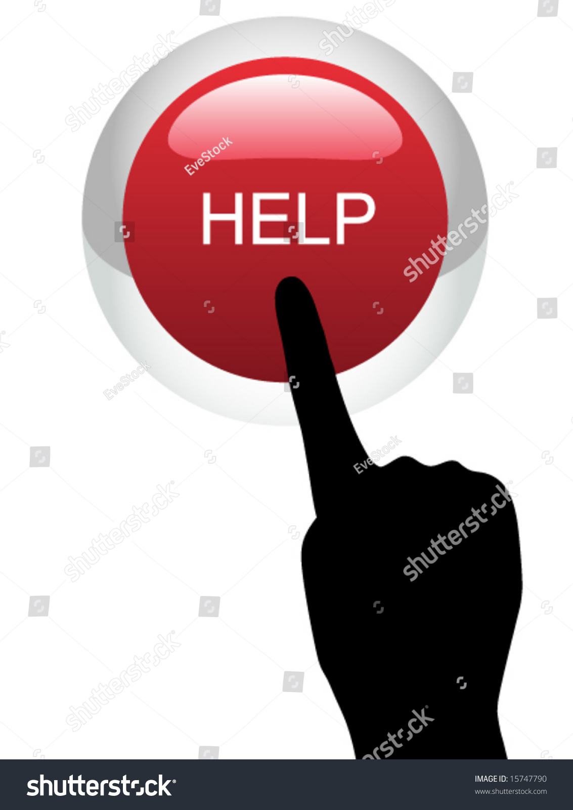 Vector - Human Hand Silhouette Pressing Red Help Button - 15747790 ...