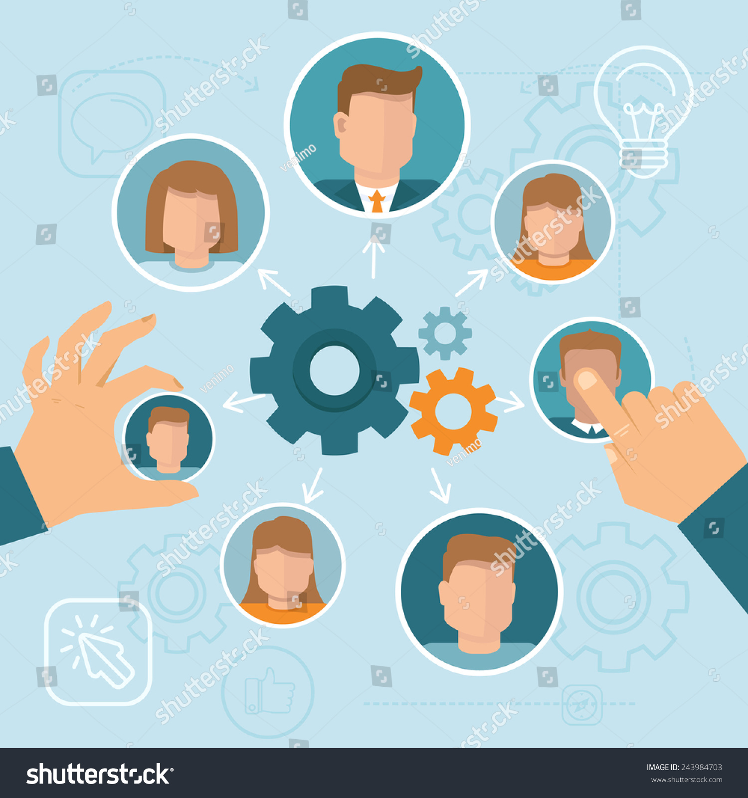 Vector Human Resource Management Concept Flat Stock Vector (Royalty ...