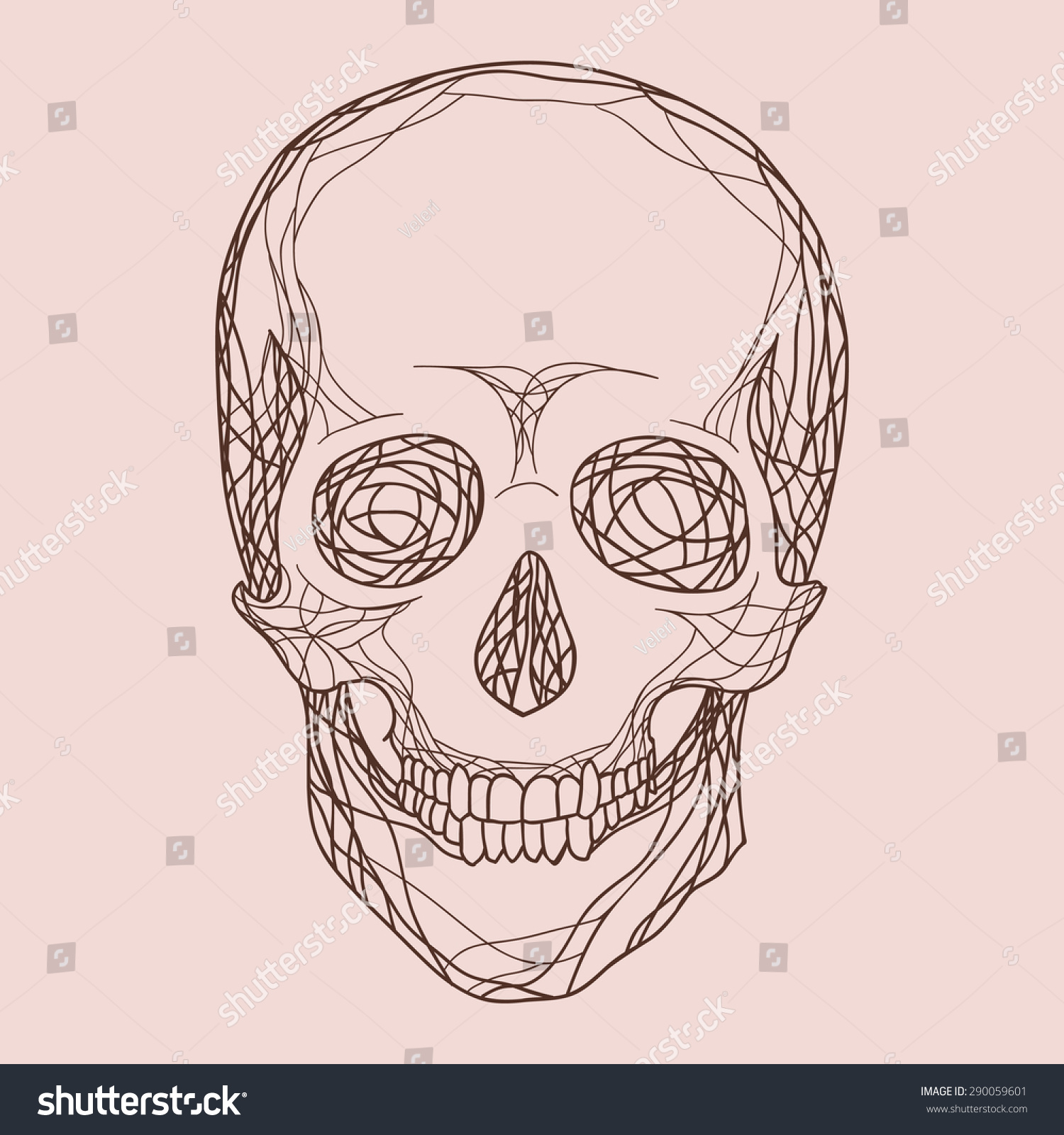 Vector Human Skull Profile Doodle Style Stock Vector (Royalty Free ...