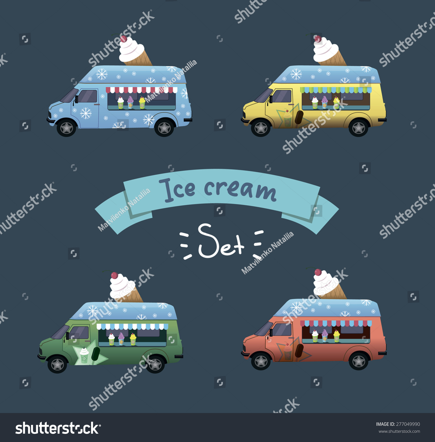 Vector Ice Cream Vans Set Stock Vector (Royalty Free) 277049990