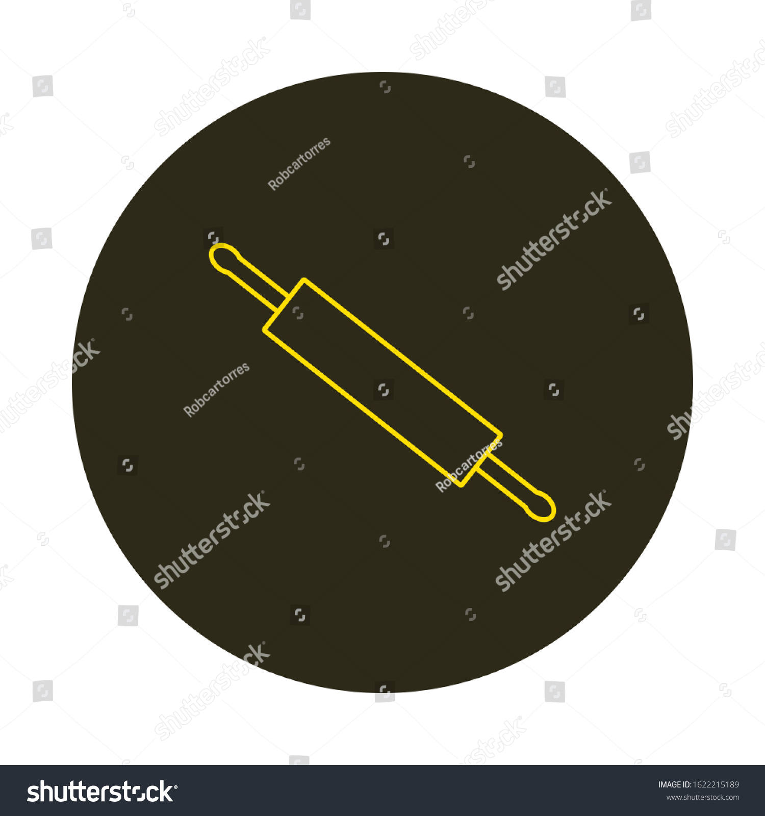 Vector Icon Kitchen Wooden Roller Shape Stock Vector (Royalty Free ...
