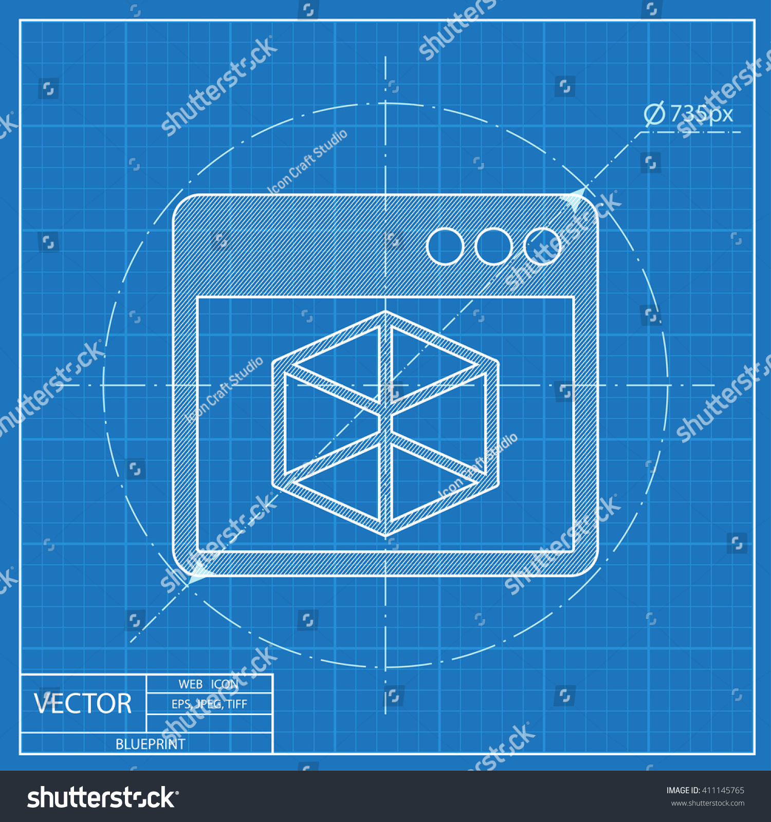Vector Icon 3d Program Window Blueprint Stock Vector (Royalty Free ...