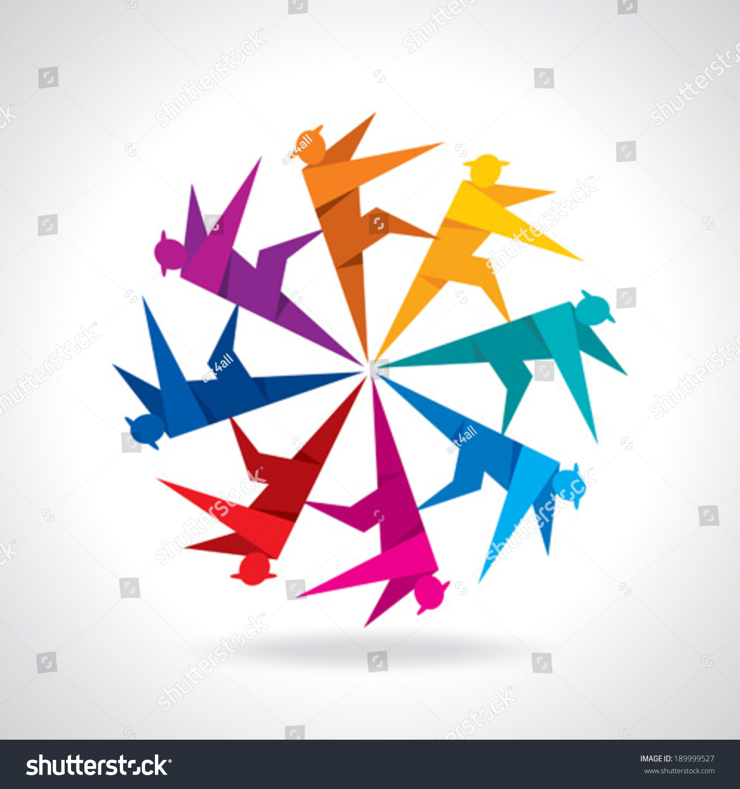 Vector Icon Teamwork Hugging Group People 스톡 벡터 로열티 프리 189999527