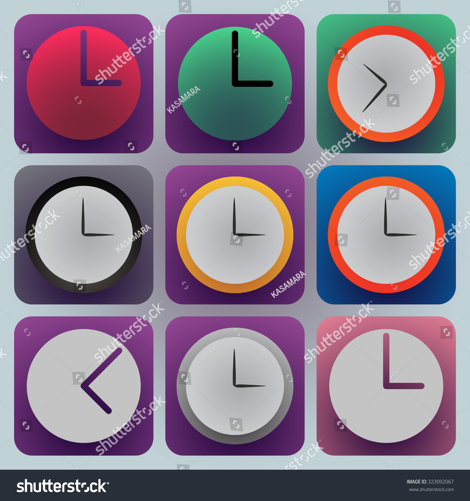 Vector Icons Set Clocks Icons Pack Stock Vector (Royalty Free) 323092067