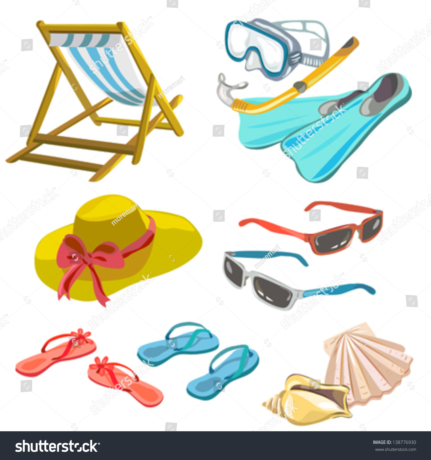 Vector Icons Beach Items Stock Vector 138776930 - Shutterstock