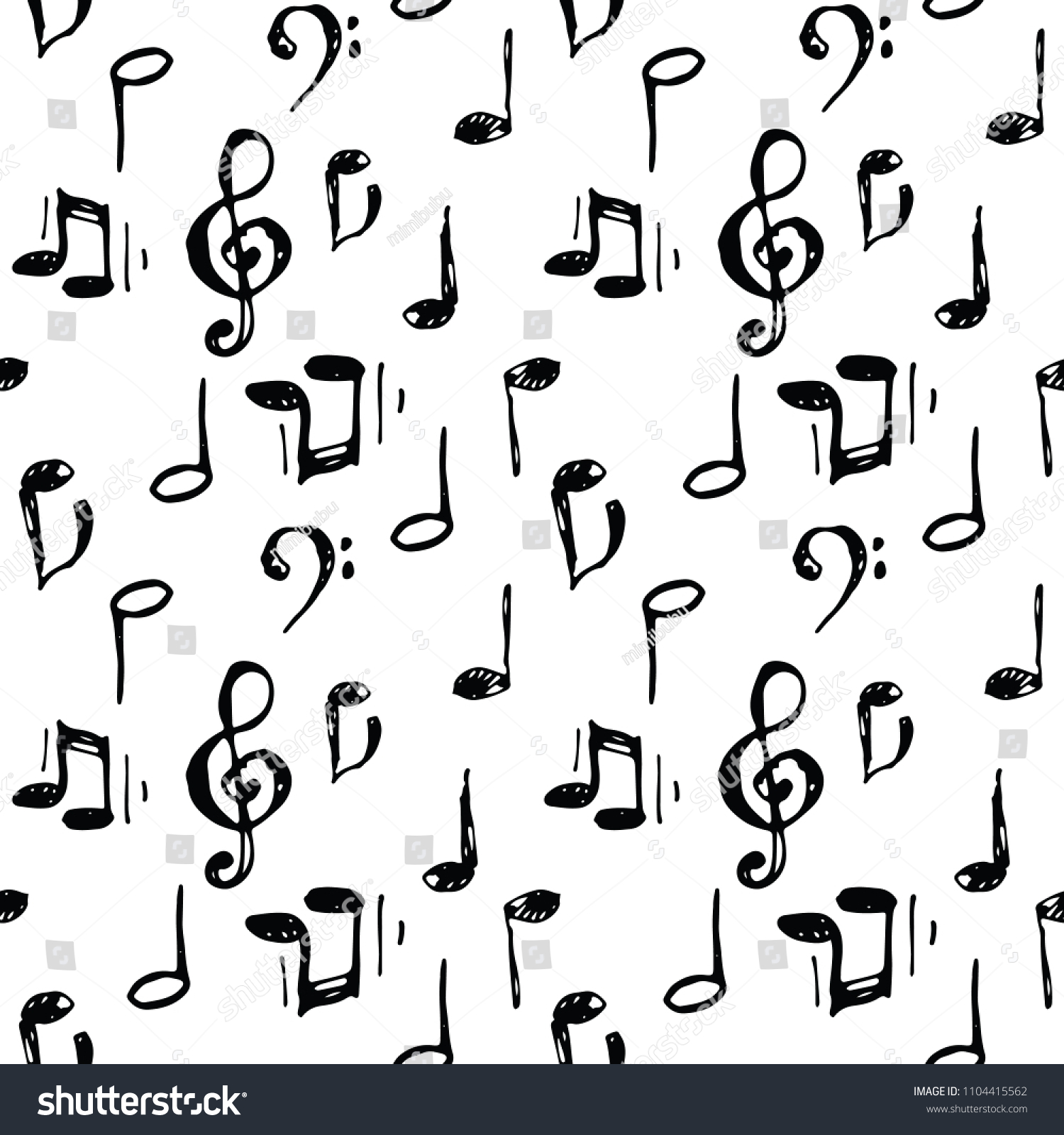 Vector Illustrated Black Ink Music Notes Stock Vector (Royalty Free ...