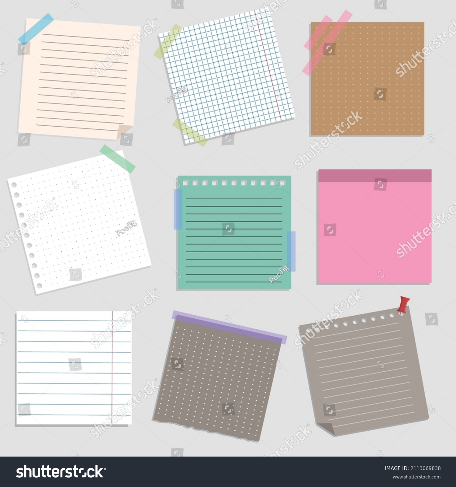Vector Illustrated Blank Notes Papers Flat Stock Vector (Royalty Free ...