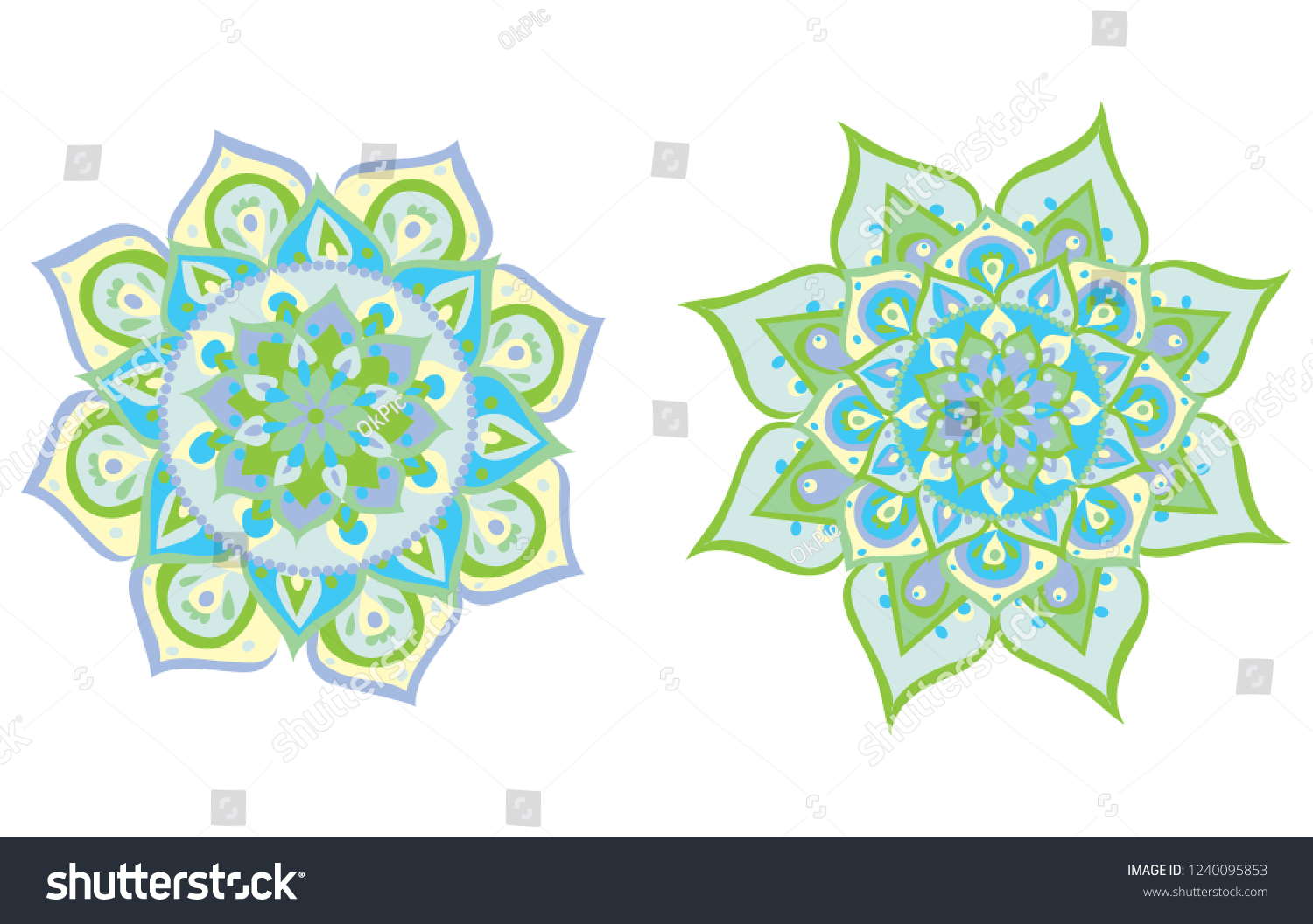 Vector Illustrated Blue Mandala Stock Vector (Royalty Free) 1240095853 ...