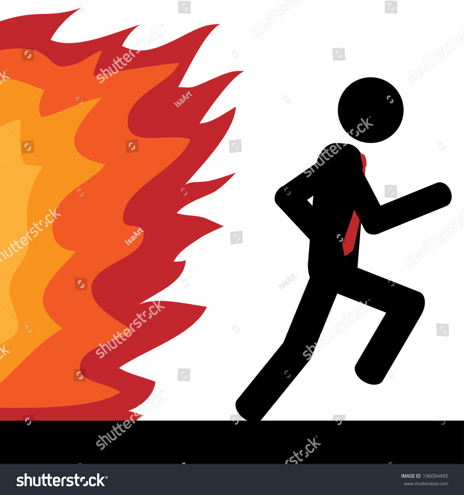 Vector Illustration Man Running Fire: vector de stock (libre de ...