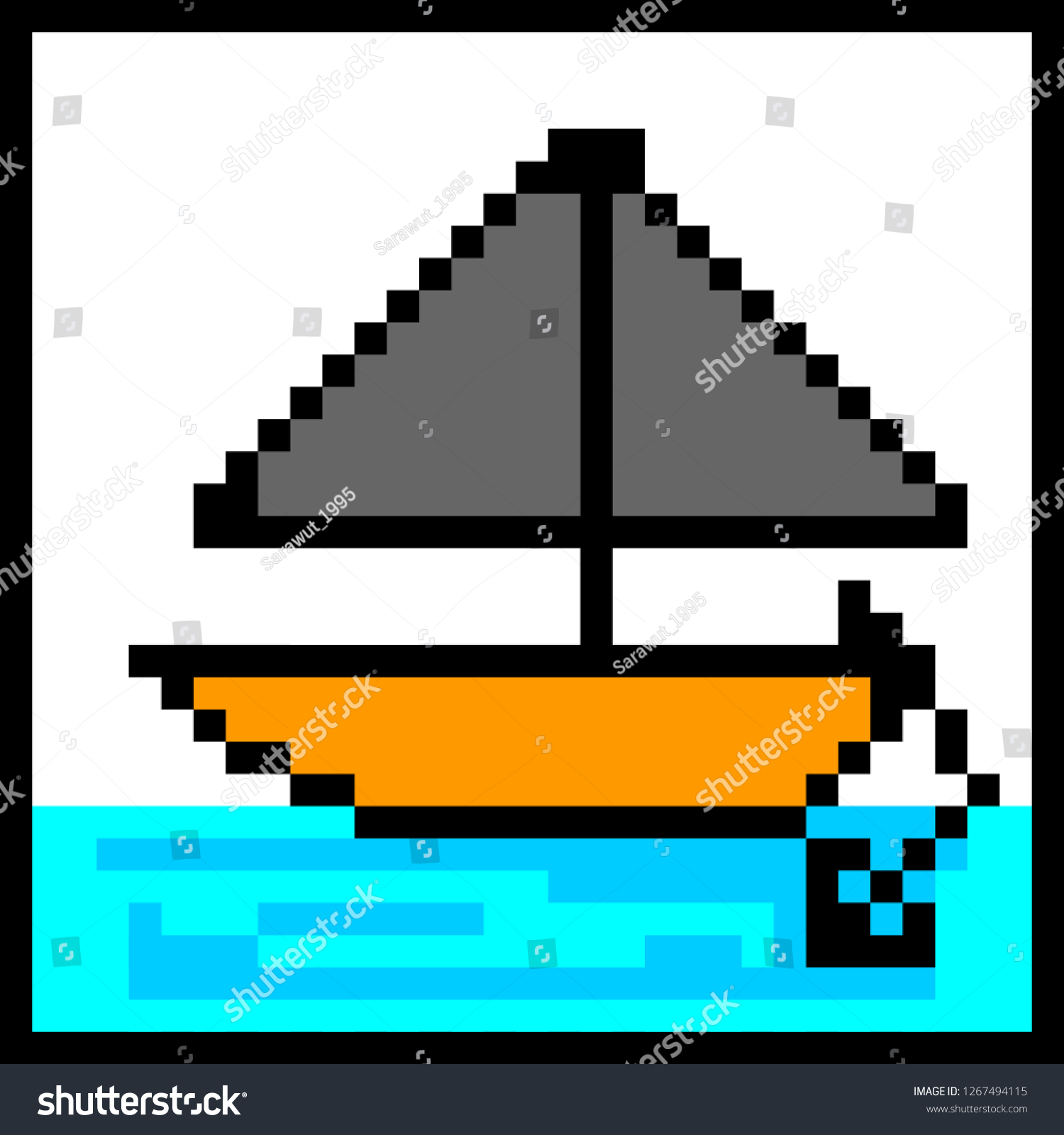 Vector Illustration Ship Pixel Art: เวกเตอร์สต็อก (ปลอดค่าลิขสิทธิ์ ...