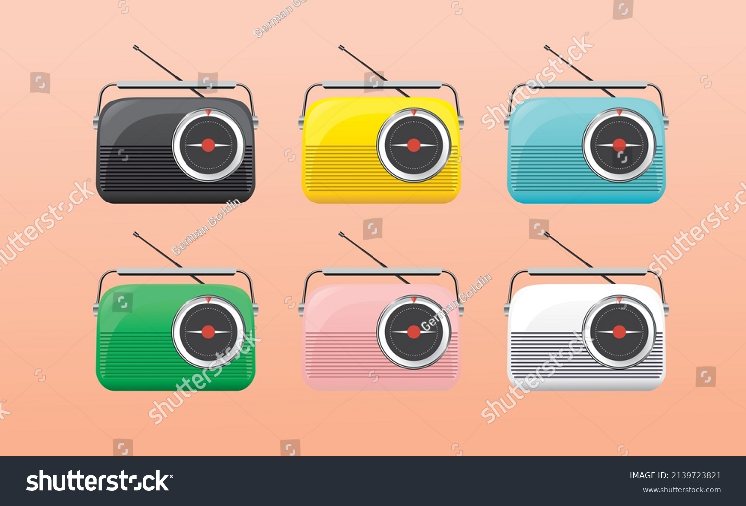 Vector Illustration Background Colored Retro Radios Stock Vector ...