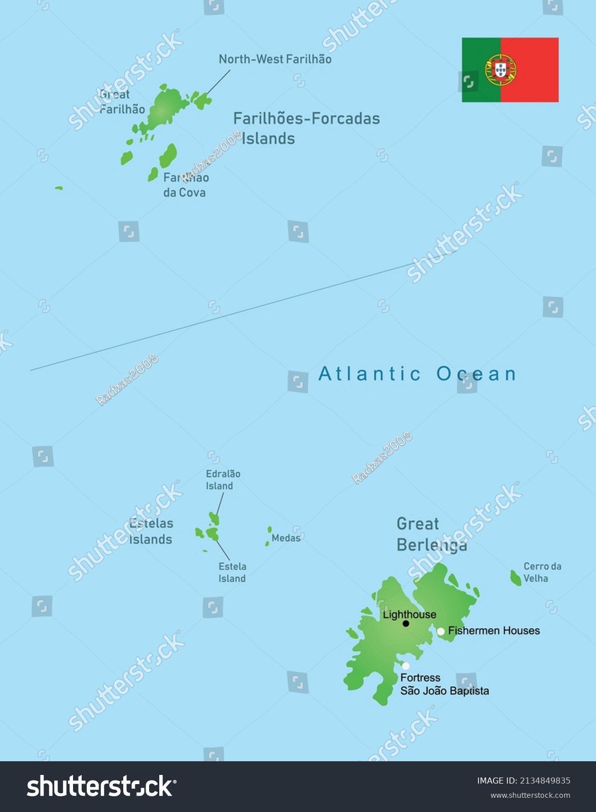 Vector Illustration Berlengas Islands Map Stock Vector (Royalty Free) 2134849835 | Shutterstock