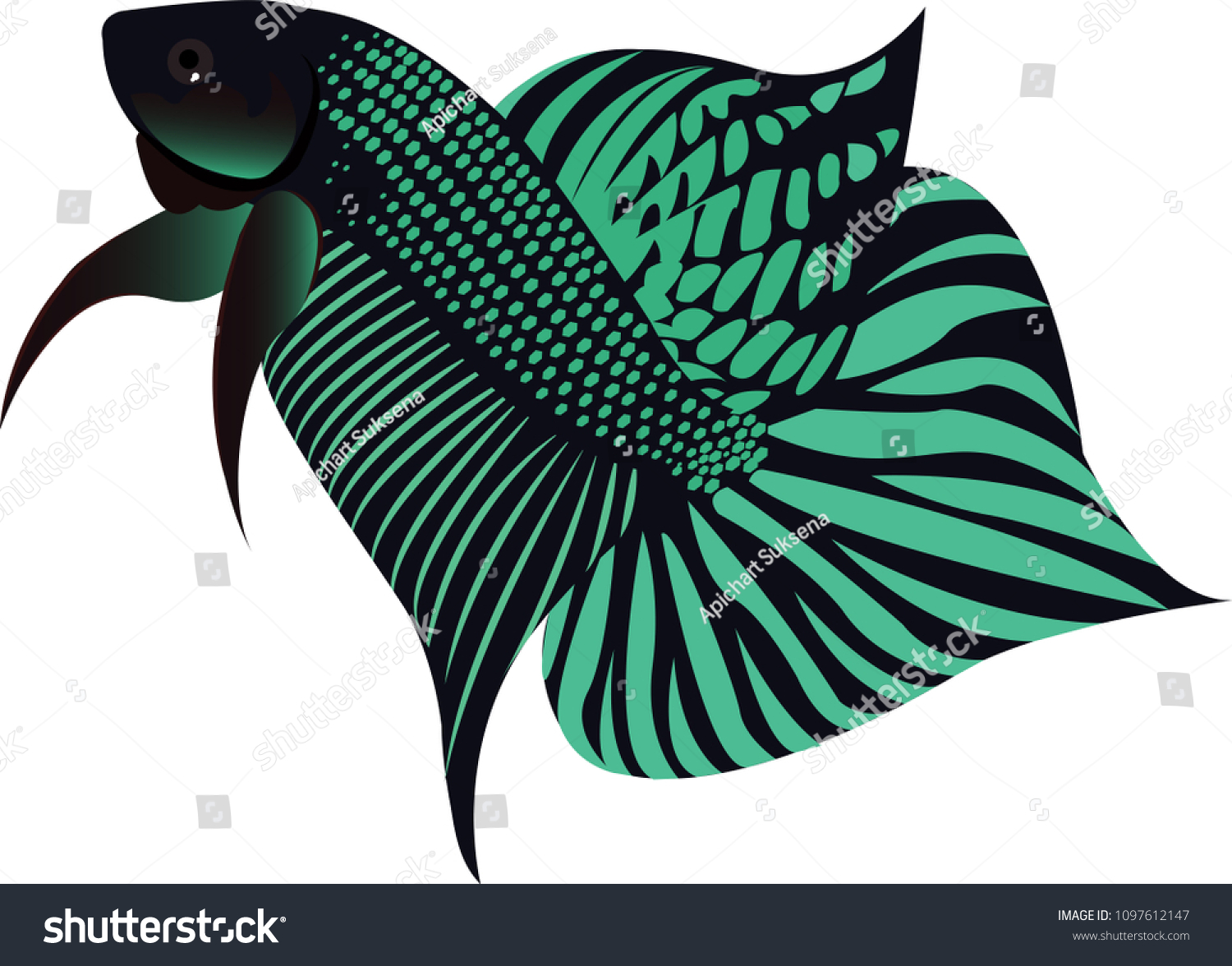 Vector Illustration Betta Fish Siamese Fighting: vector de stock (libre ...