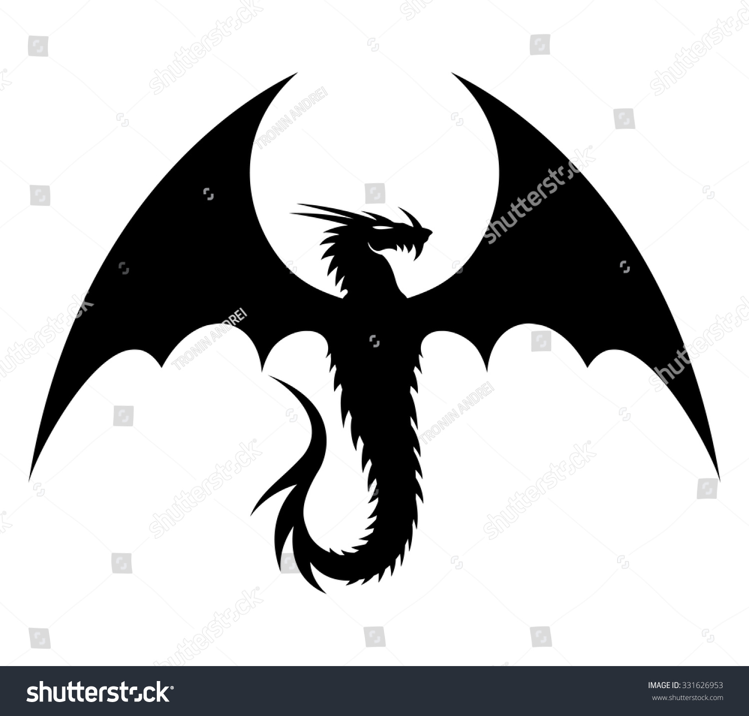 Vector Illustration Black Dragon On White Stock Vector (Royalty Free ...