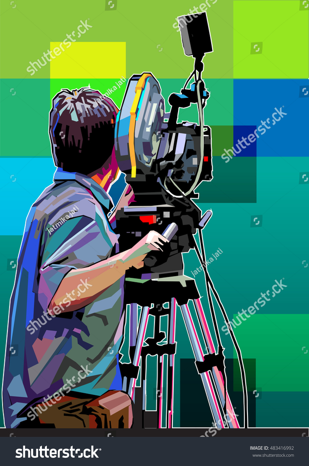 Vector Illustration Cameraman Action Stock Vector (Royalty Free ...