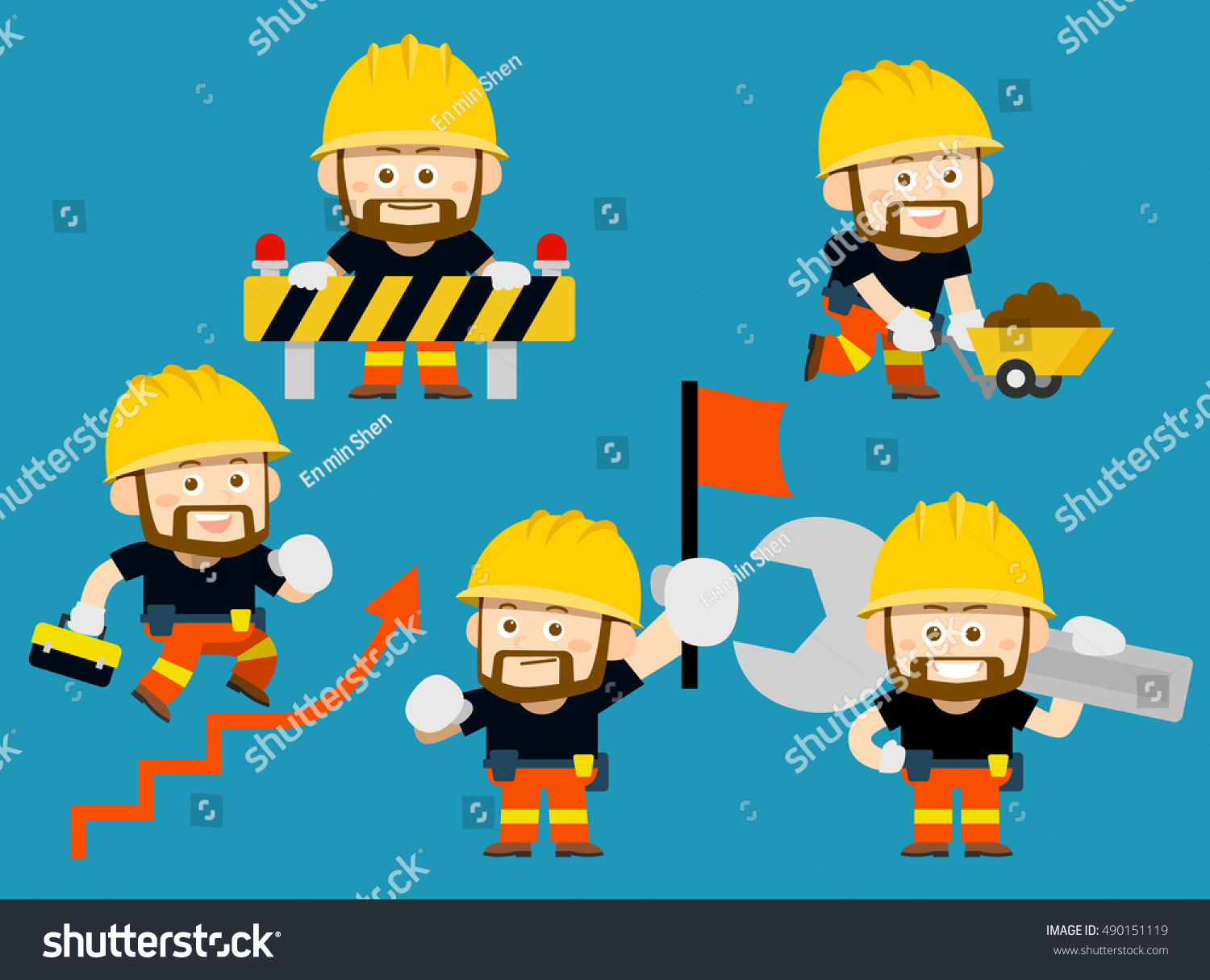 Vector Illustration Cartoon Worker Character Stock Vector (Royalty Free ...