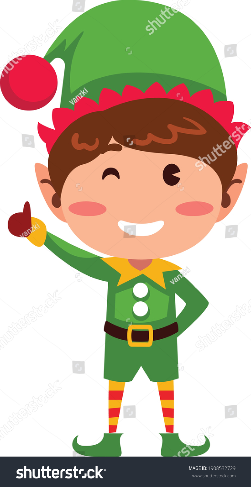 Vector Illustration Character Cute Elf Isolated Stock Vector (Royalty ...