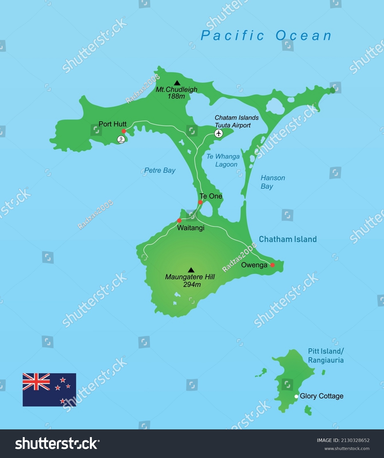 Vector Illustration Chatham Islands Map Stock Vector (Royalty Free ...