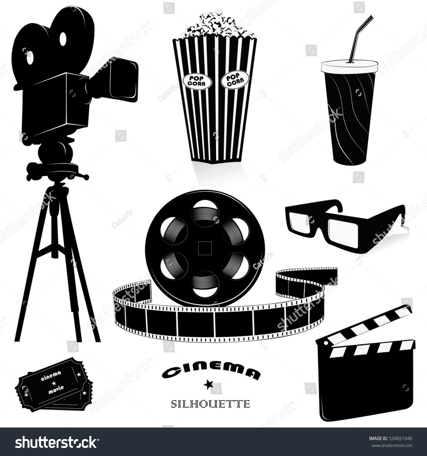 Vector Illustrationcinema Symbols Vector Set Stock Vector (Royalty Free ...