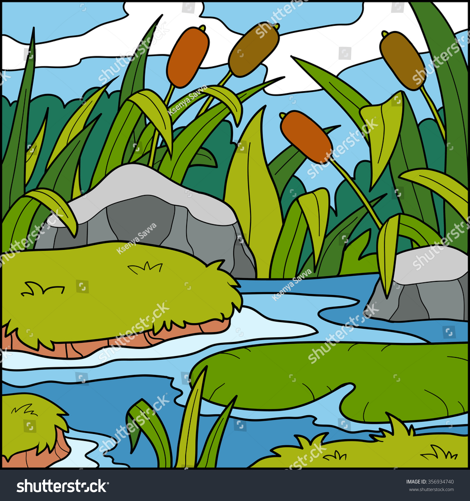 Vector Illustration Color Background Swamp Stock Vector (Royalty Free ...
