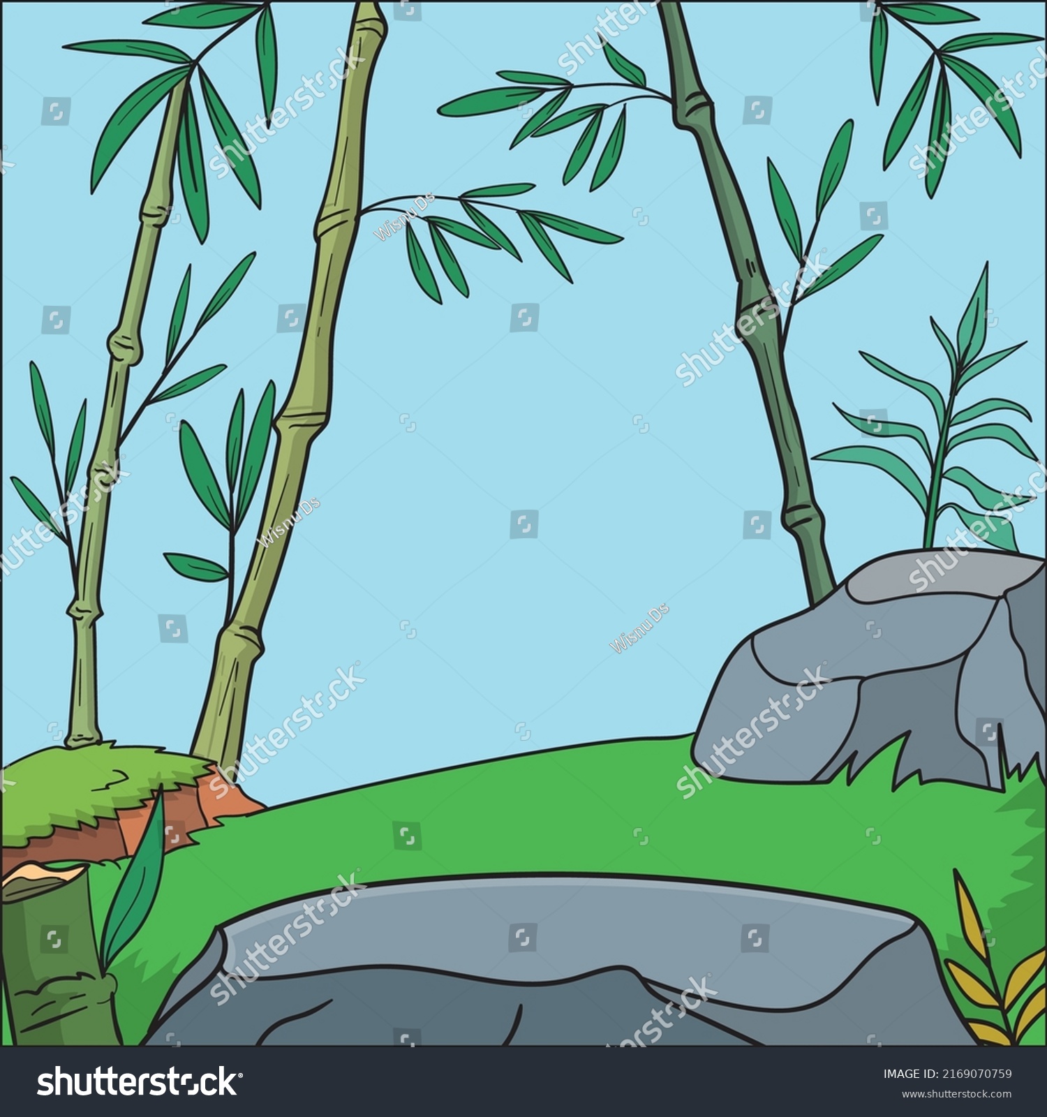 Vector Illustration Colored Background Bamboo Forest Stock Vector ...
