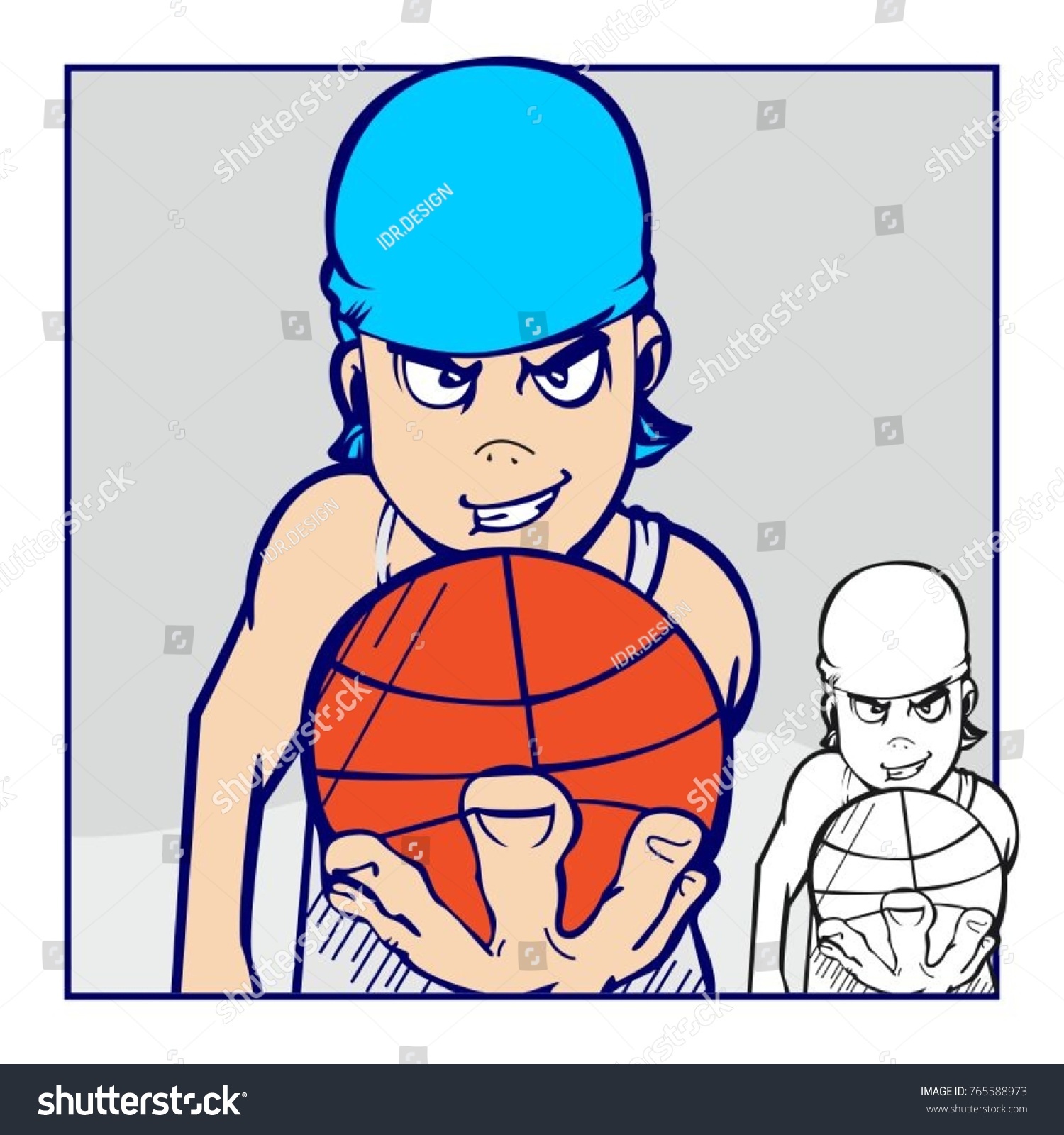 Vector Illustration Comic Basketball Player Stock Vector (Royalty Free ...