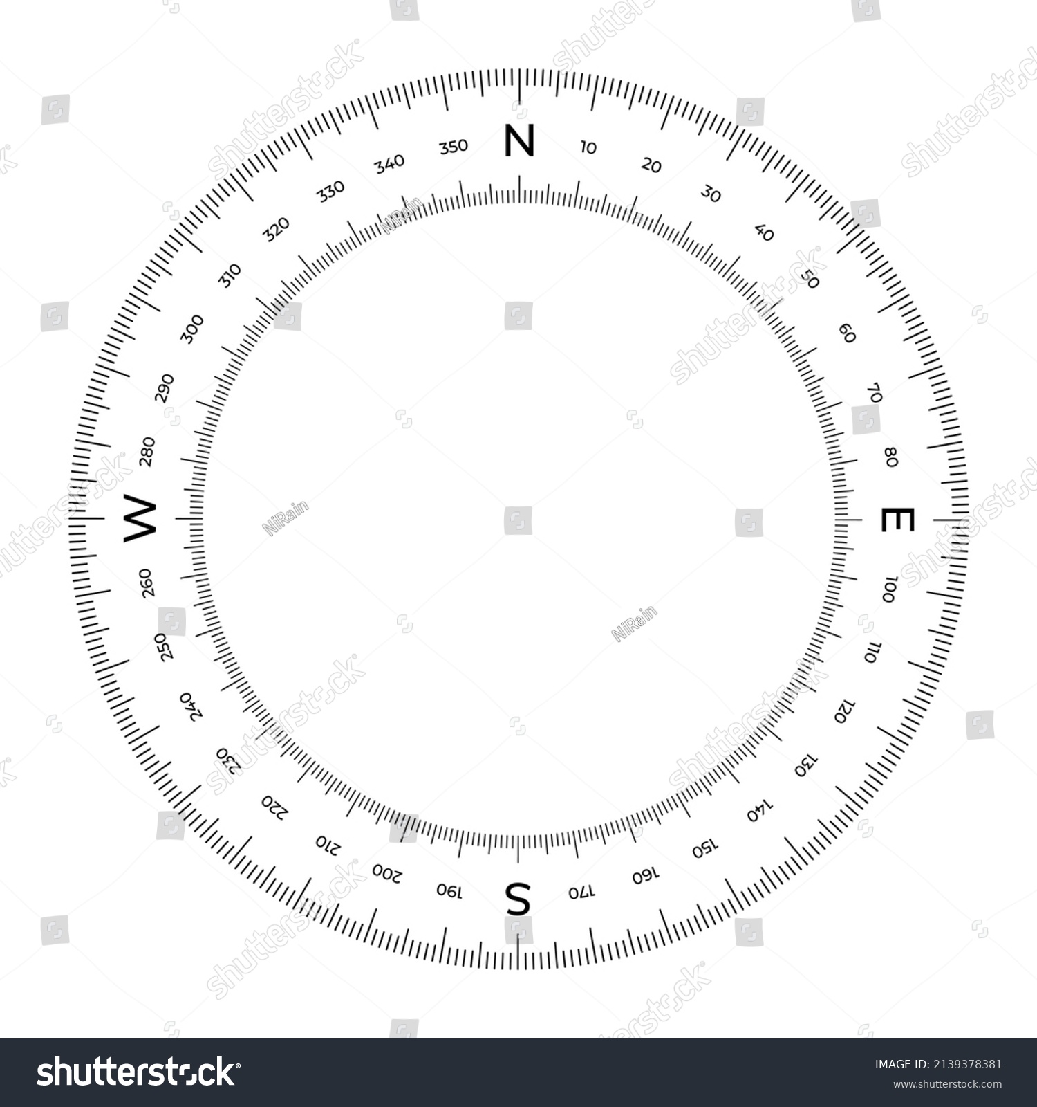 Vector Illustration Compass Face Scale Isolated Stock Vector (Royalty ...
